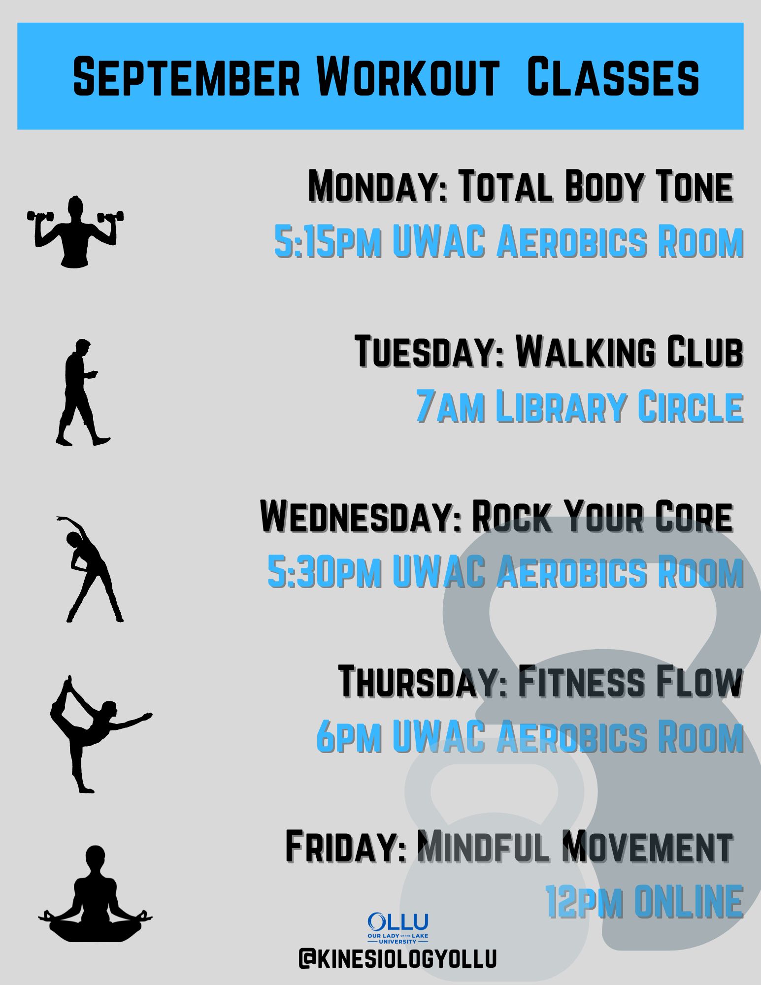 See schedule of September workout classes | OLLU Lake Weekly