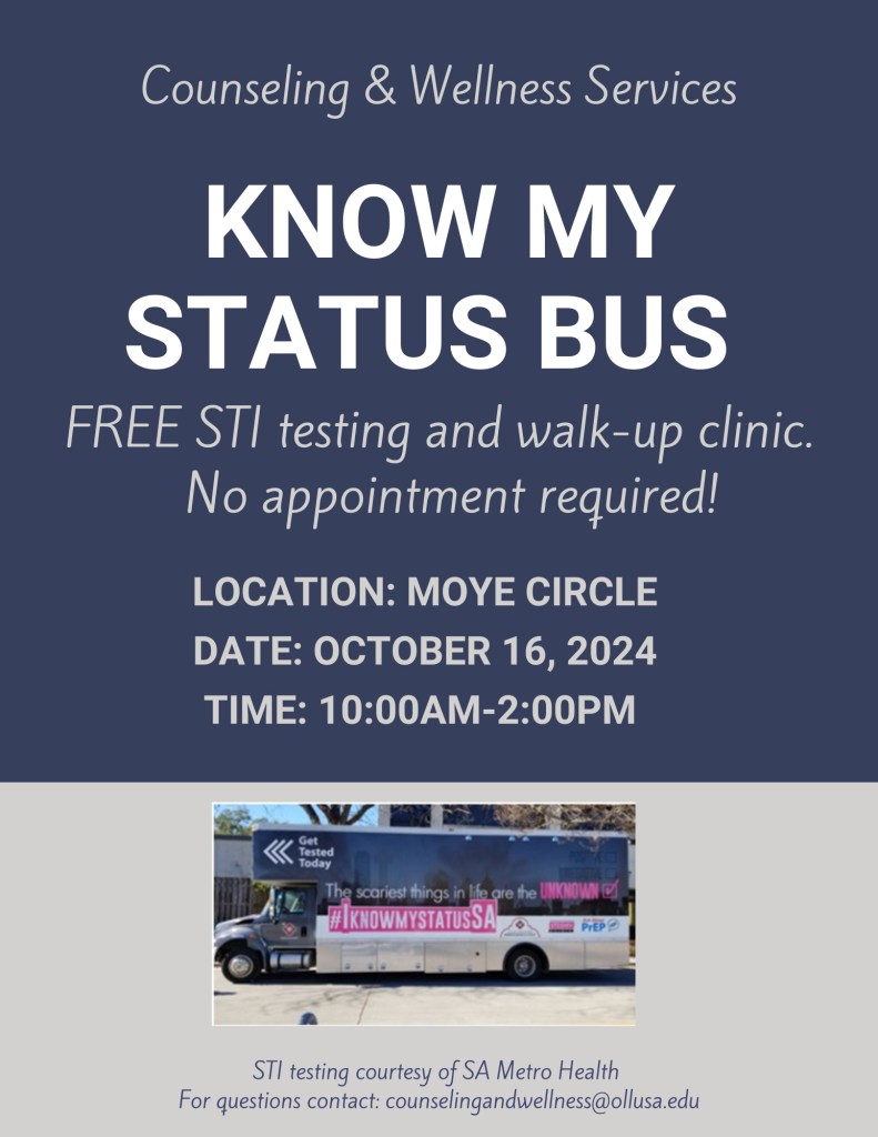 Know My Status Bus on campus this week | OLLU Lake Weekly